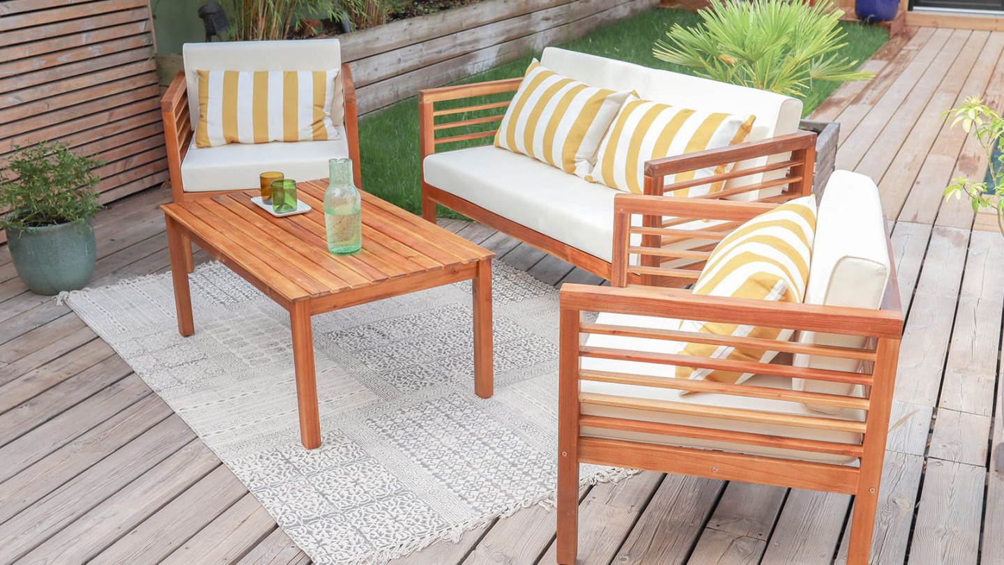 Salon de jardin 4 places en bois massif - Ilios - Homifab