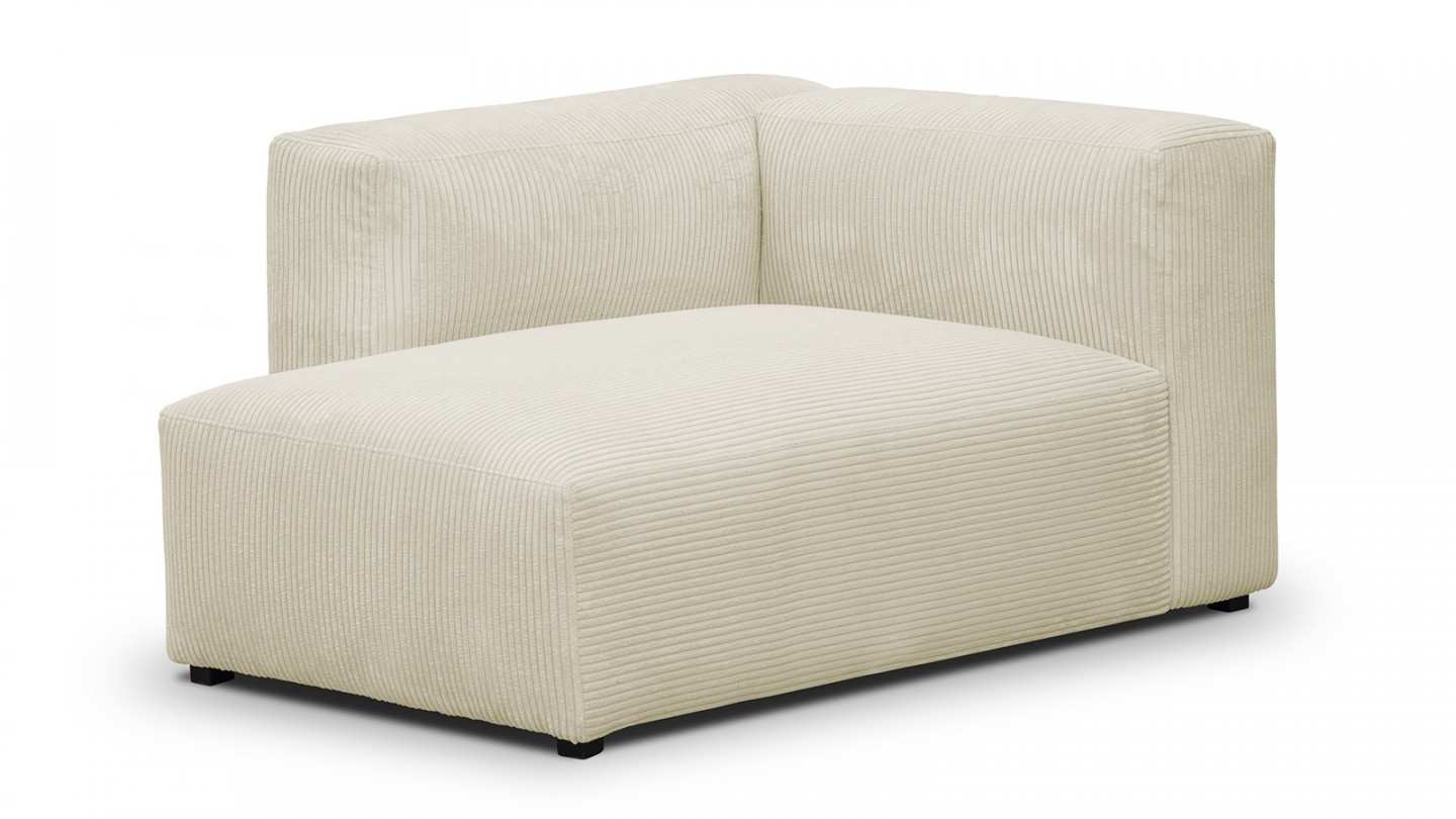 Méridienne d'angle à gauche modulable en velours côtelé beige - Modulo ...